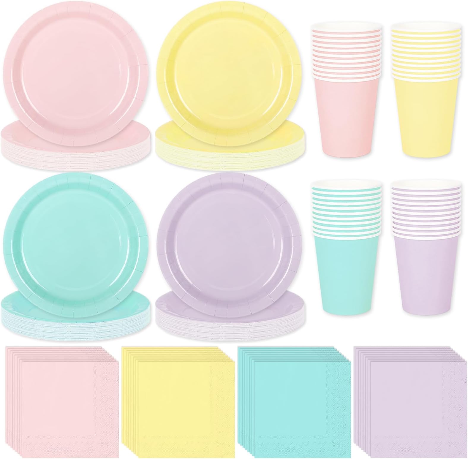 Amazon.com | Mifoci 364 Pcs Macaron Color Tableware Decorations Pastel ...