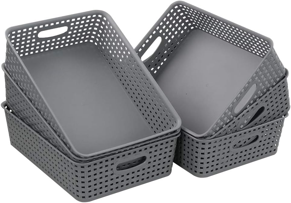 Dynko Plastic Weave Basket, A4 Paper Storage Basket Trays, 6 Packs ...
