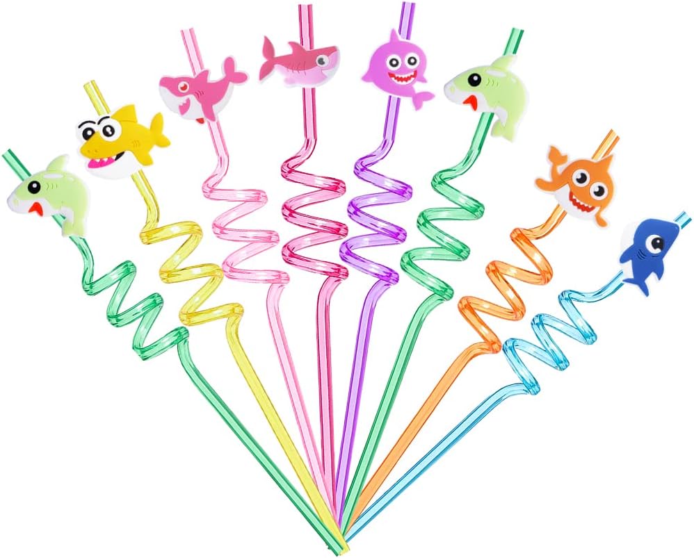 Shark Straws, Shark Plastic Straws, Drinking Plastic Straws, Colourful ...