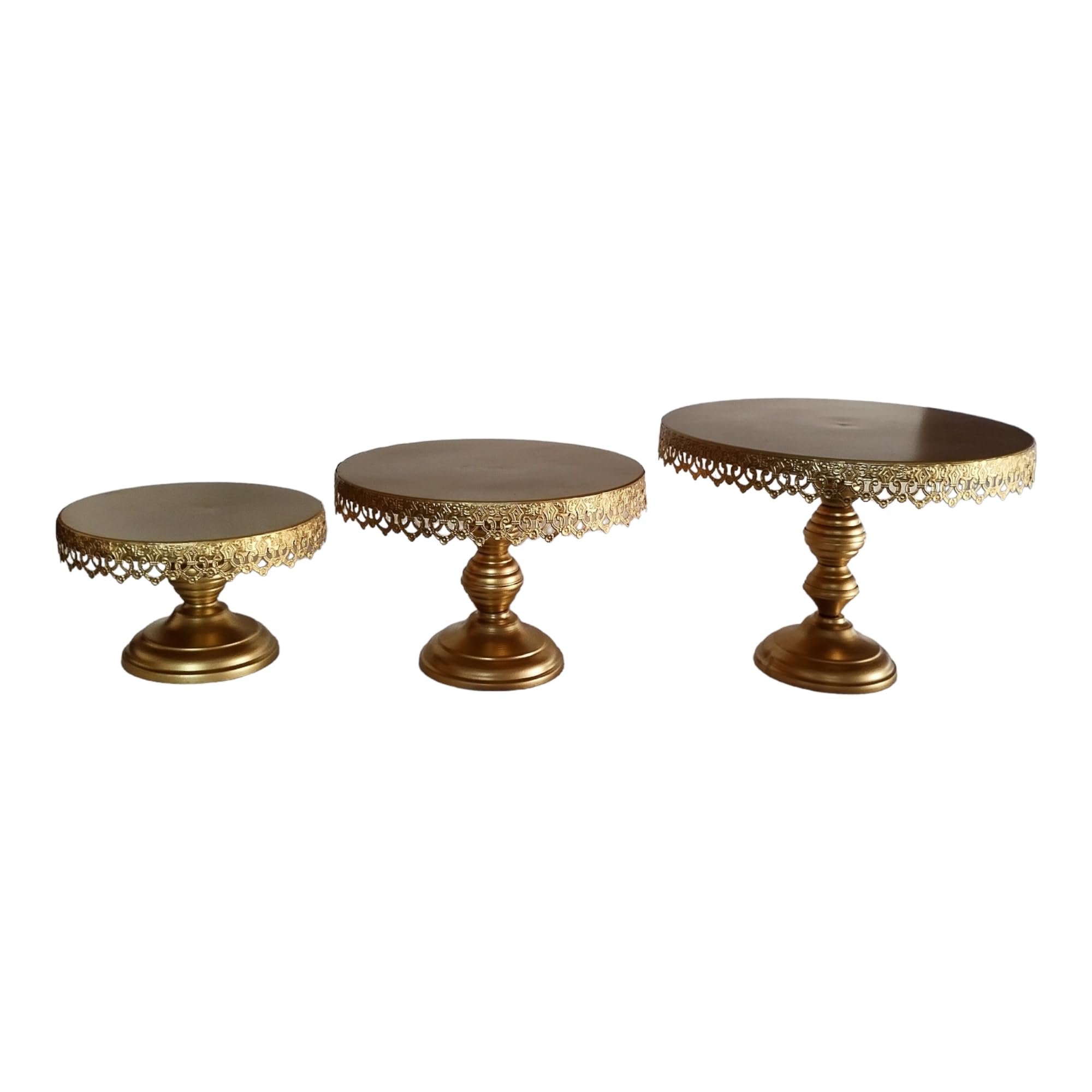 Buy A.F.DECOR Gold Metal Embosed Design Round Cake Server Stands ...