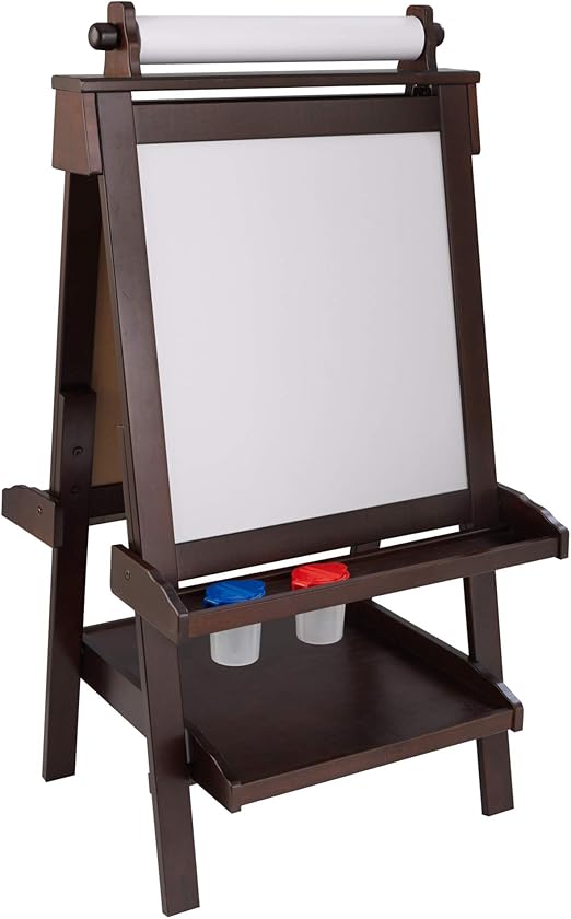 Amazon.com: KidKraft Deluxe Wooden Easel with Chalkboard and Dry Erase ...
