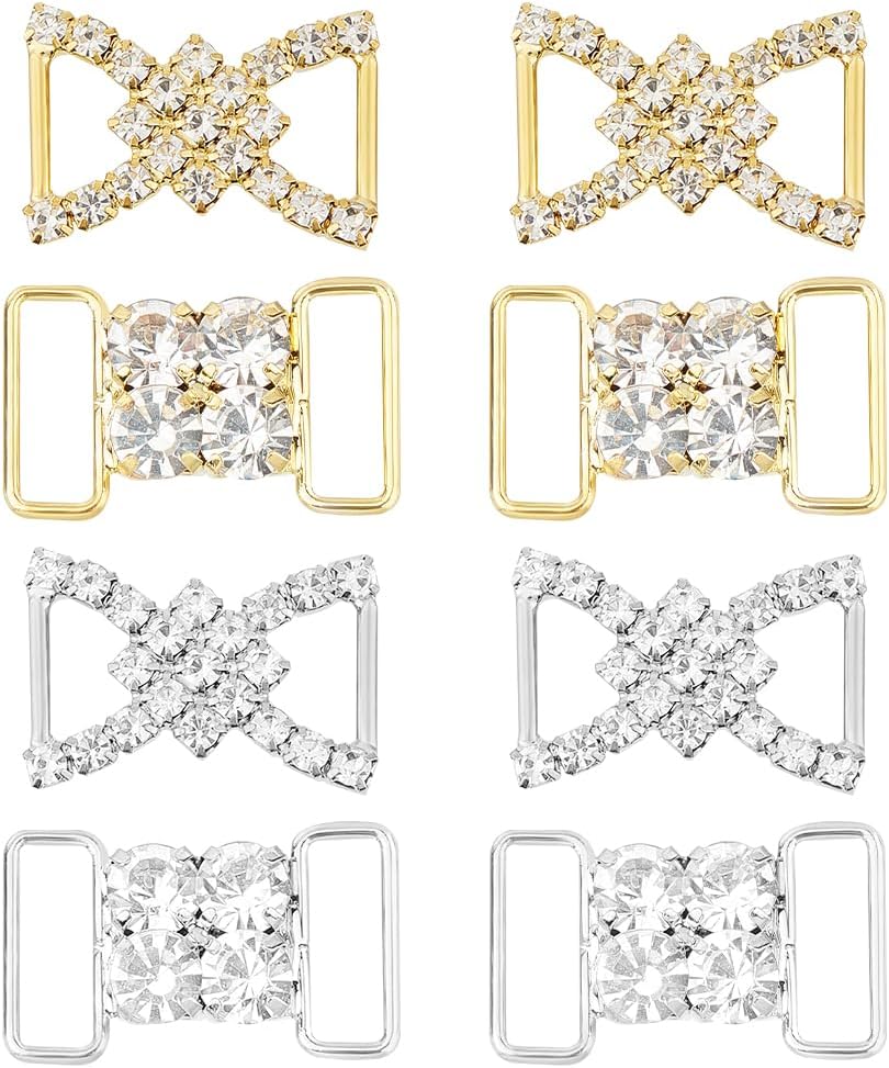 Amazon.com: GOMAKERER 8 Pcs 2 Styles Rhinestone Ribbon Slider, 2 Colors ...