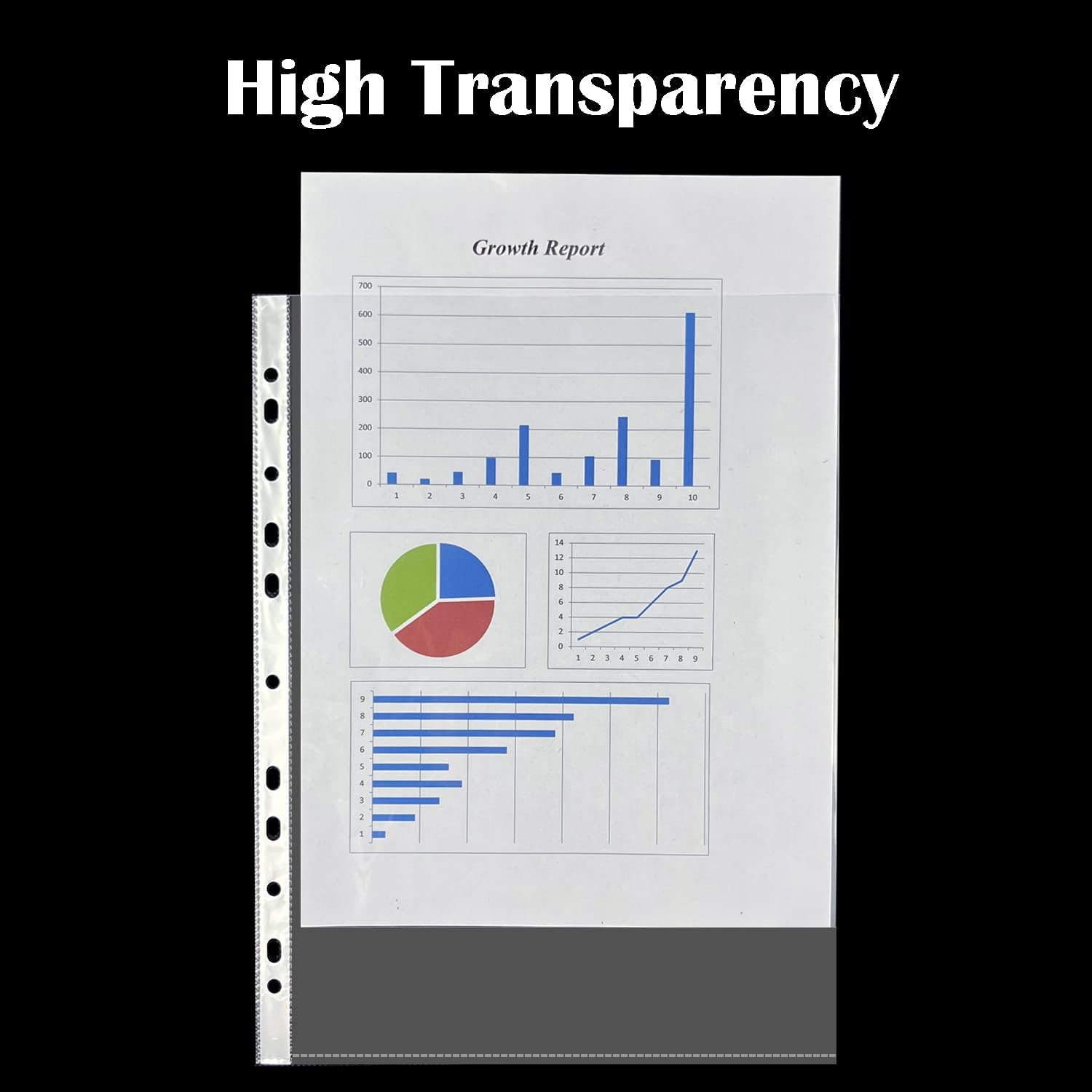 Box of 100 A4 Punched Pockets, TRANBO Glass Clear 50 Micron Strong ...