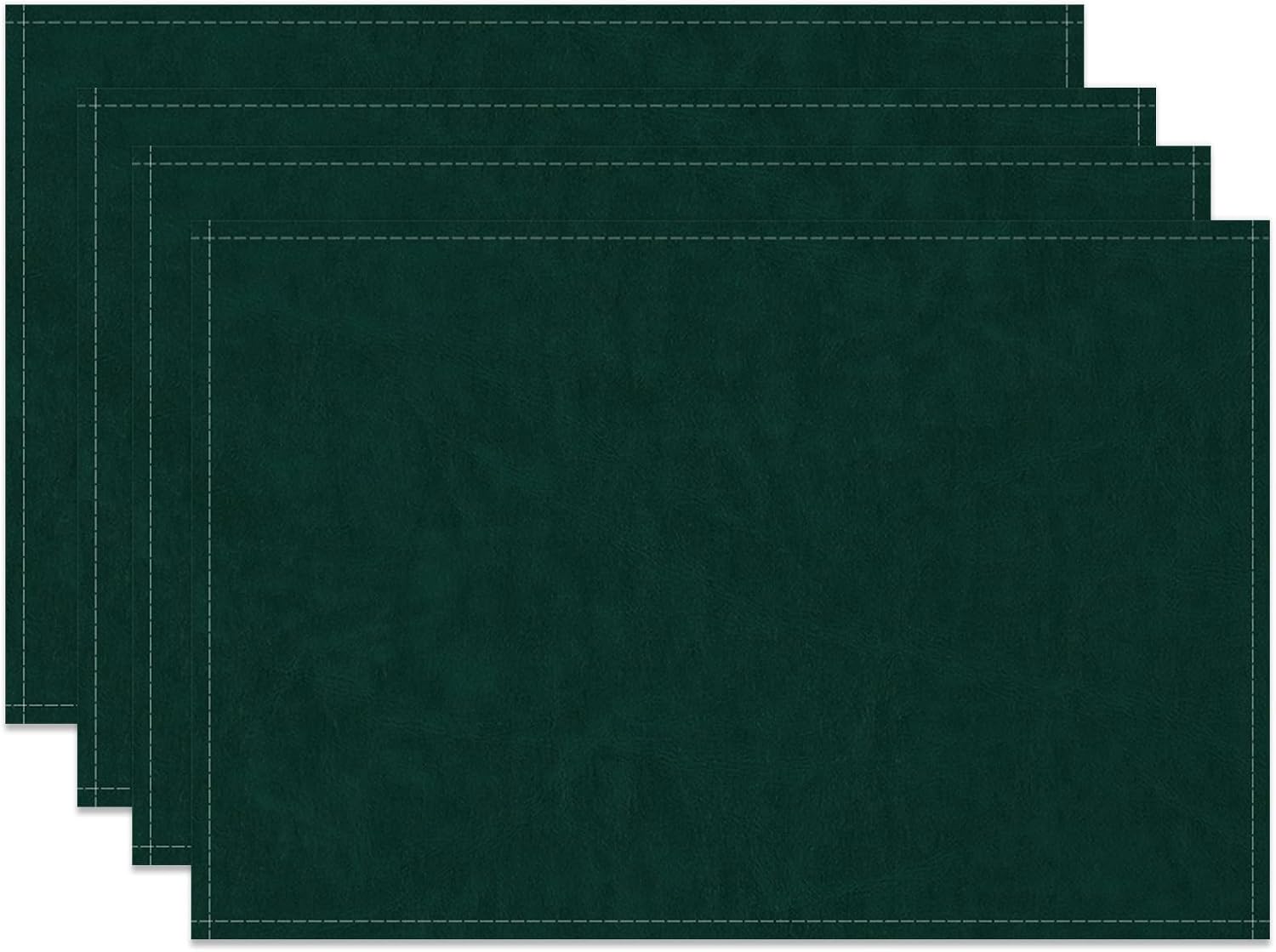 MIRRORANG Dark Green Placemats Set of 4 45x30cm Solid Color Design Easy ...