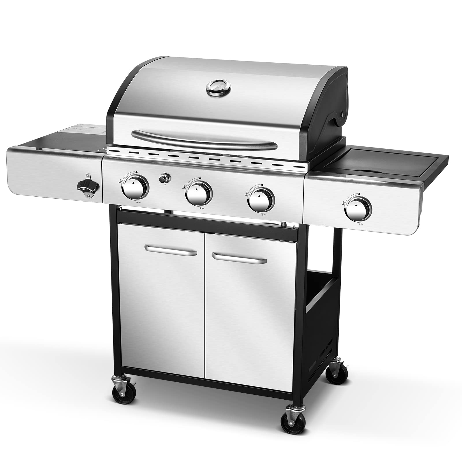 Rintuf 34000 BTU 3 Burner Cabinet Style Propane Gas Grill In Stainless