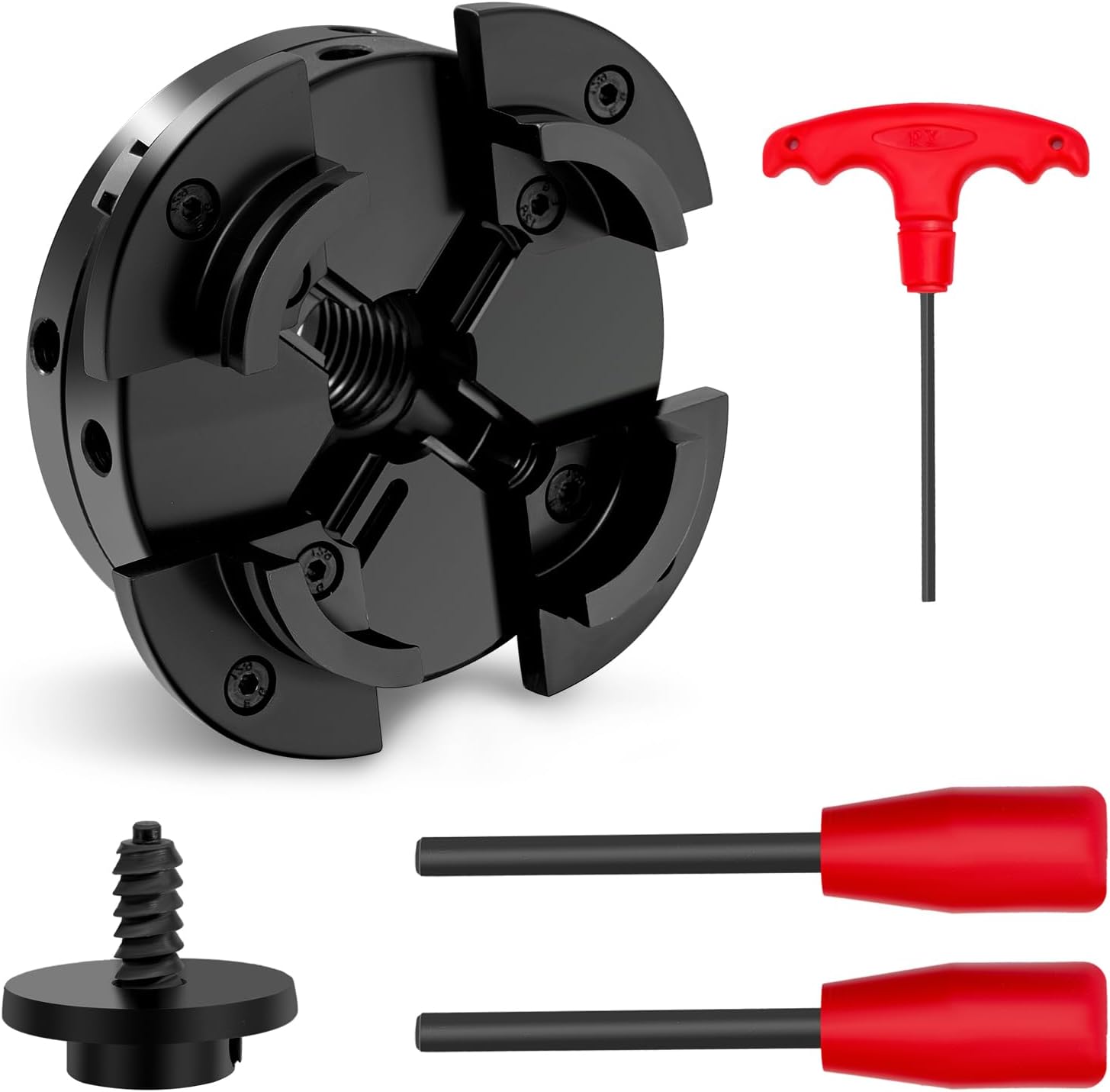 4 Inch Wood Lathe Chuck Set,4-Jaw Self-Centering with 1"x8TPI Thread ...