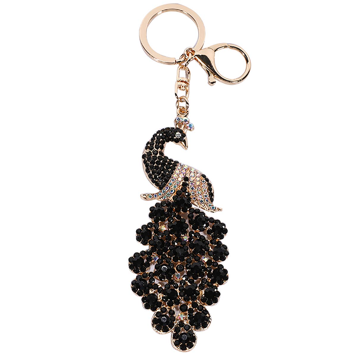 JOUDOO Peacock Keychain with Rhinestone for Bags or Purse GJ008 (black ...