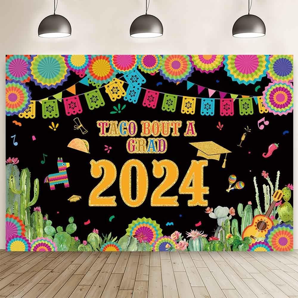 Amazon.com : MEHOFOND 7x5ft Mexican Graduation Backdrop Fiesta Taco ...