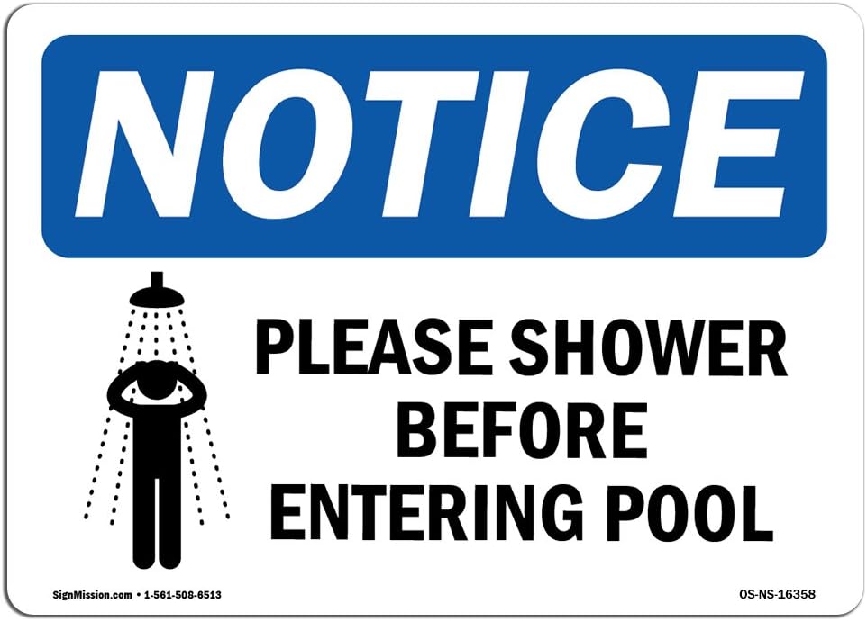 Amazon.com: OSHA Notice Sign - Notice Please Shower Before Entering ...