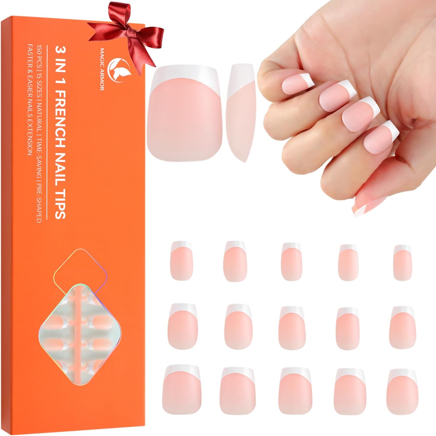 Amazon.com: Misssix Deep French Gel Nail Tips, 150Pcs French Tip Press ...