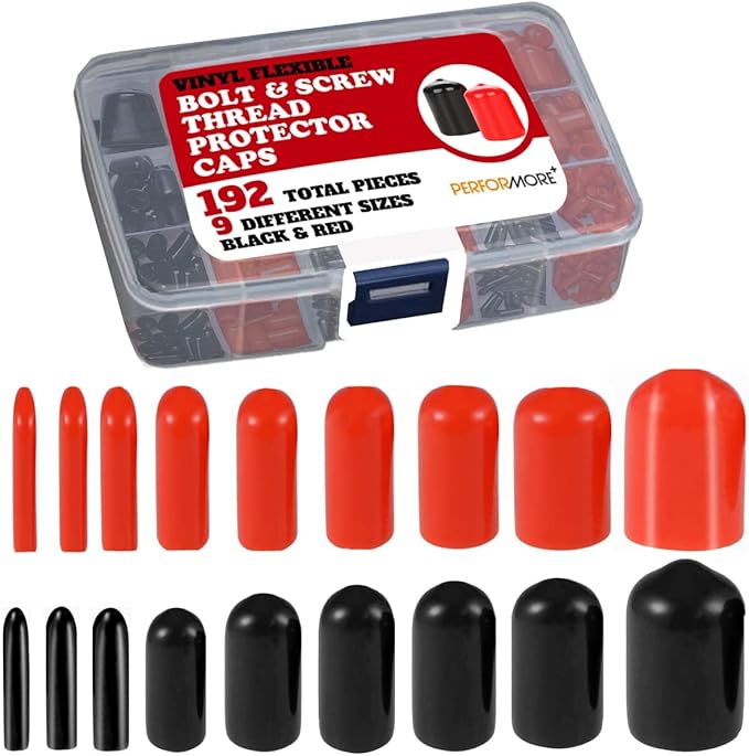 Amazon.com: Performore 192 Pieces Rubber End Caps - Screw Cap Covers ...