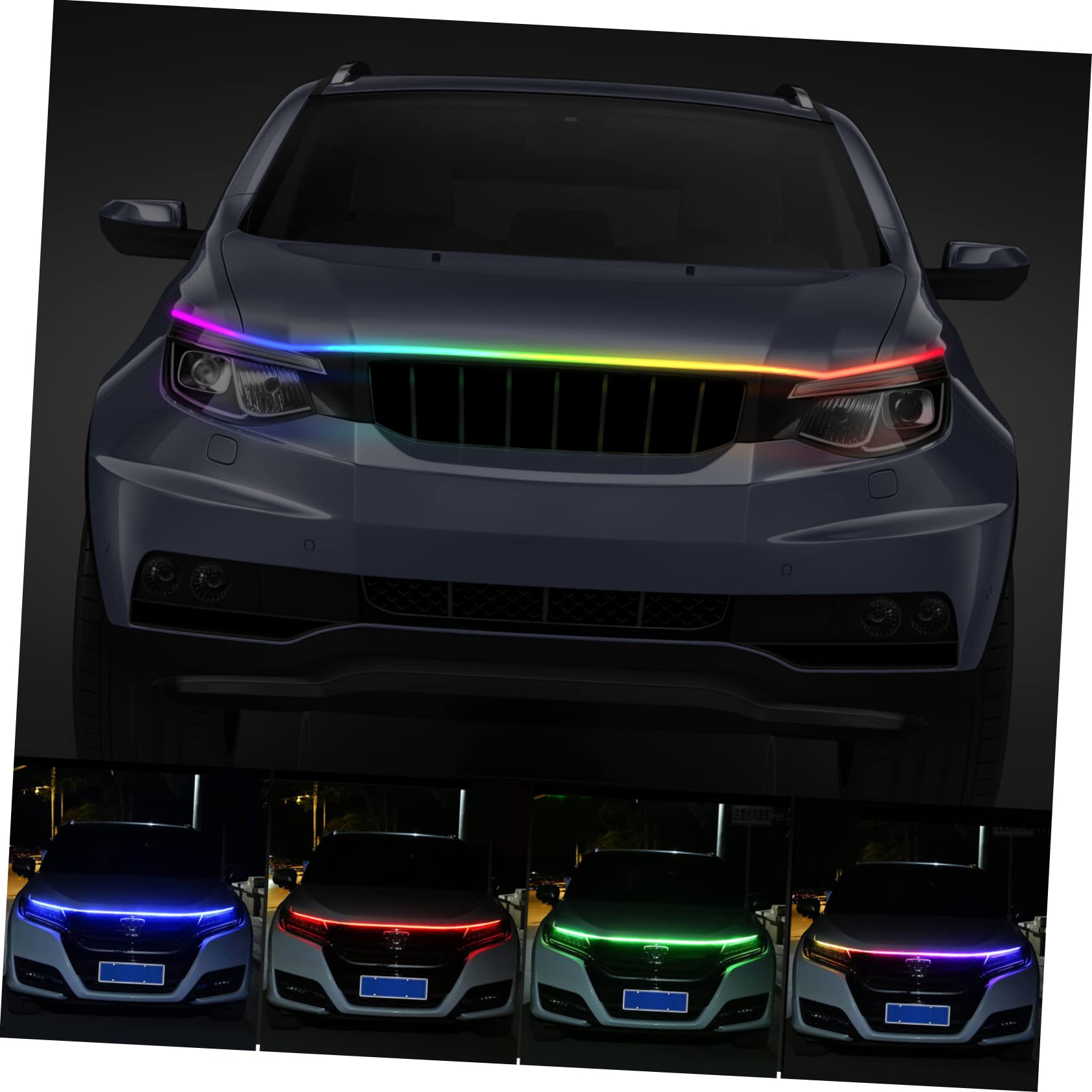 RGB Daytime Running Lights Car Led Lights Exterior Car Hood Light Strip ...