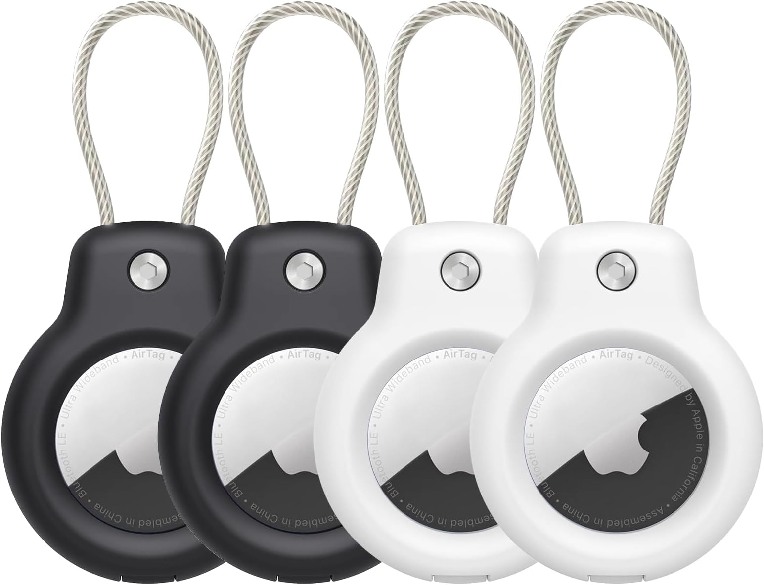 AirTag Keychain Holder 4 Pack, Waterproof Wire Lock Airtag Case ...