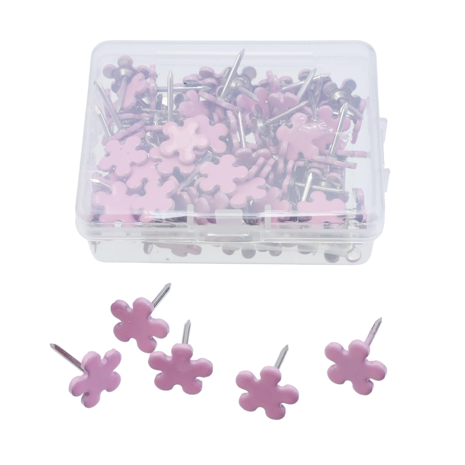 Snapklik.com : Oedema 100Pcs Decorative Push Pins Pink Flower Thumb ...
