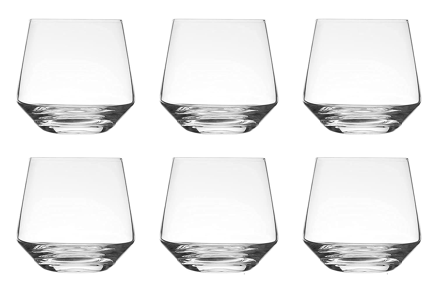 VERONIZA Italian Premium 370ML Aqua Crystal Clear Whiskey Glasses Set of 6 Sturdy Scotch Wine ...