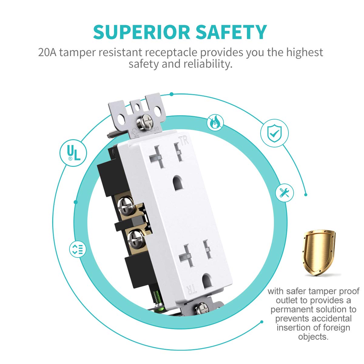 Snapklik.com : Micmi 20A Decorator Receptacle Outlet, Decorative Wall Socket Outlet, 20 Amp 125 ...