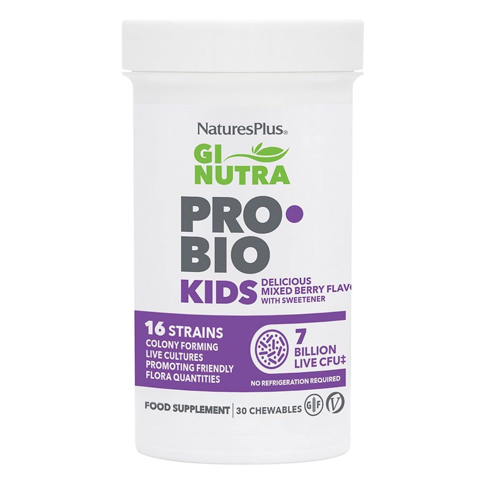 NaturesPlus GI NUTRA Pro Bio Kids - 16 Live Strains, 7 Billion ...