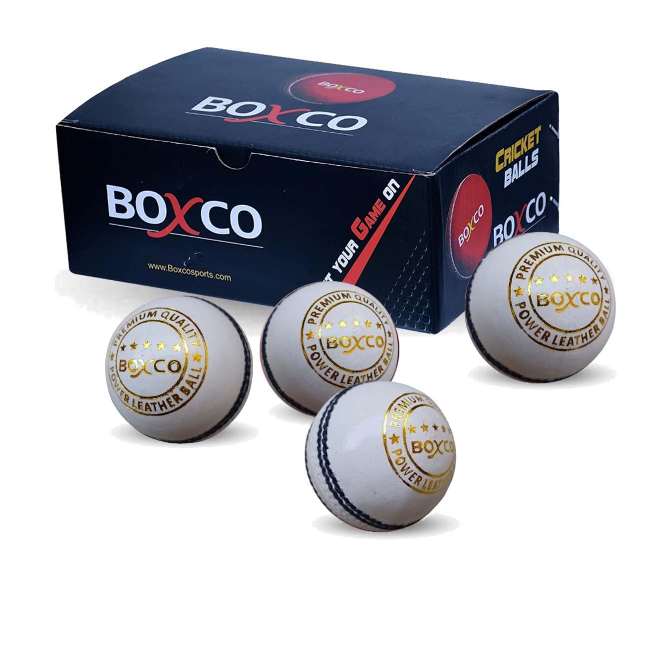BOXCO Power Series White Cricket Leather Ball | Durable Handmade 4 ...