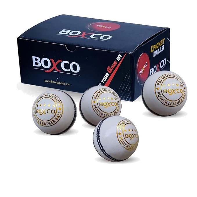 BOXCO Power Series White Cricket Leather Ball | Durable Handmade 4 ...