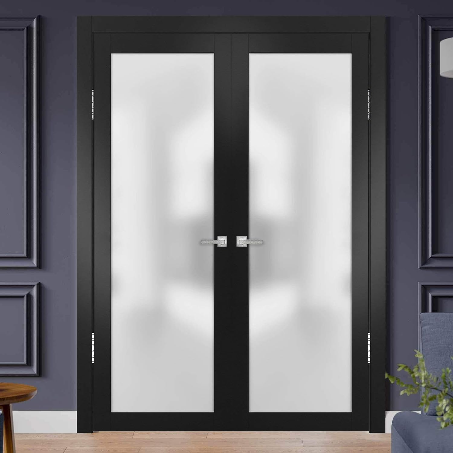 Puertas dobles francesas macizas de vidrio esmerilado de 56 x 96 ...