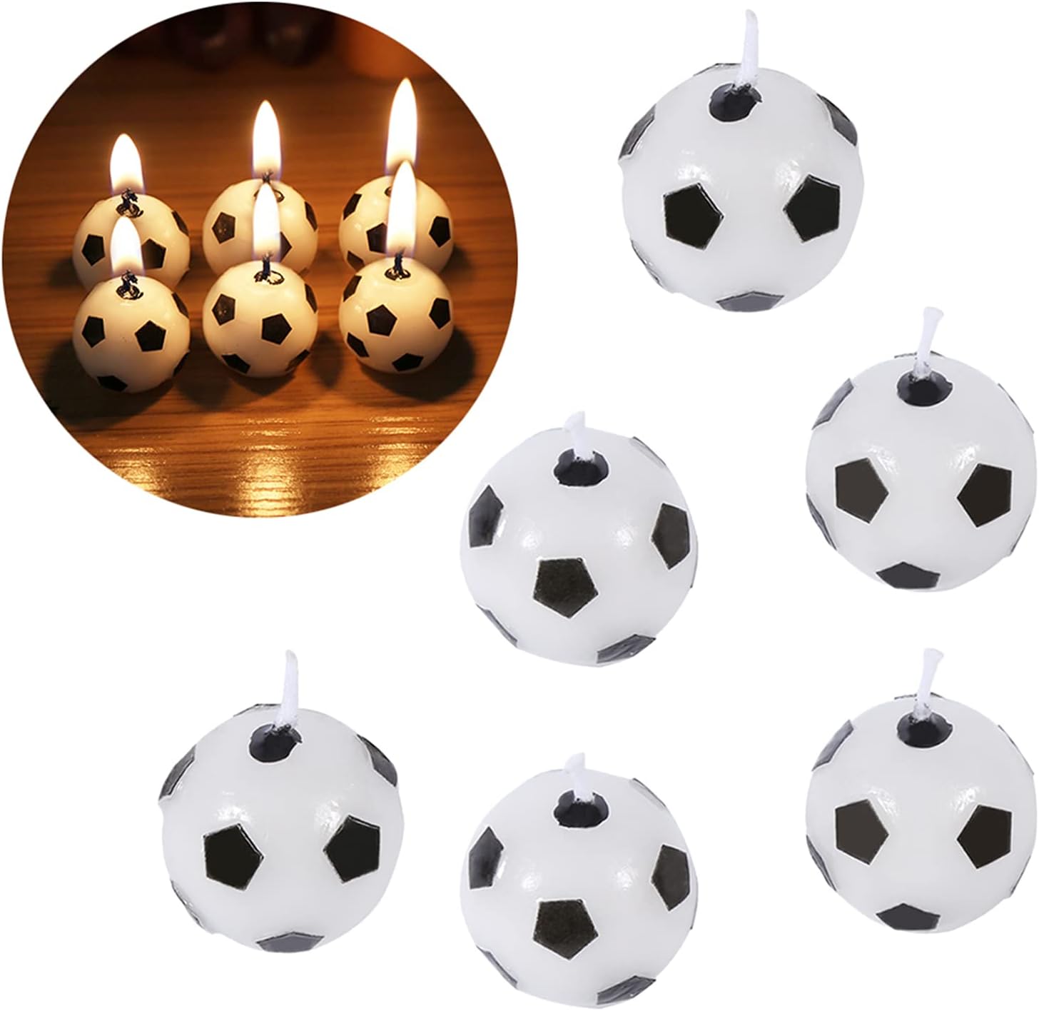 Amazon.com: Haosie Soccer Candles for Cake Decorations, 6PCS Football ...