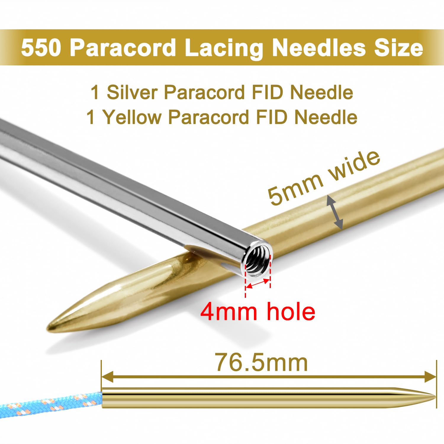 Snapklik.com : 2 Pack 3" 550 Paracord FID Lacing Needle Tools, Type III ...