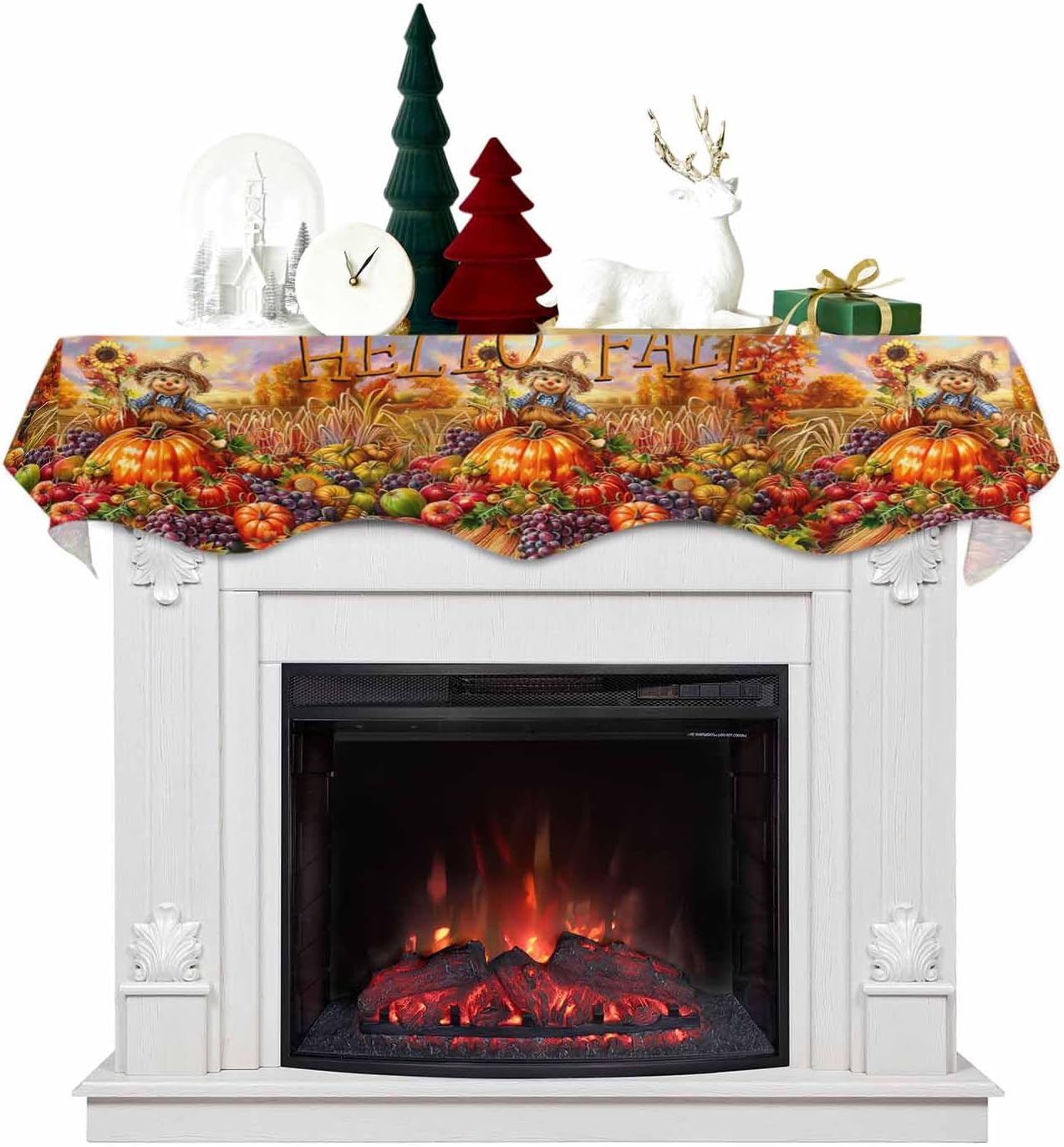 Amazon.com: Hokiten Christmas Mantel Scarf 90 x 17 Inch, Hello Fall ...