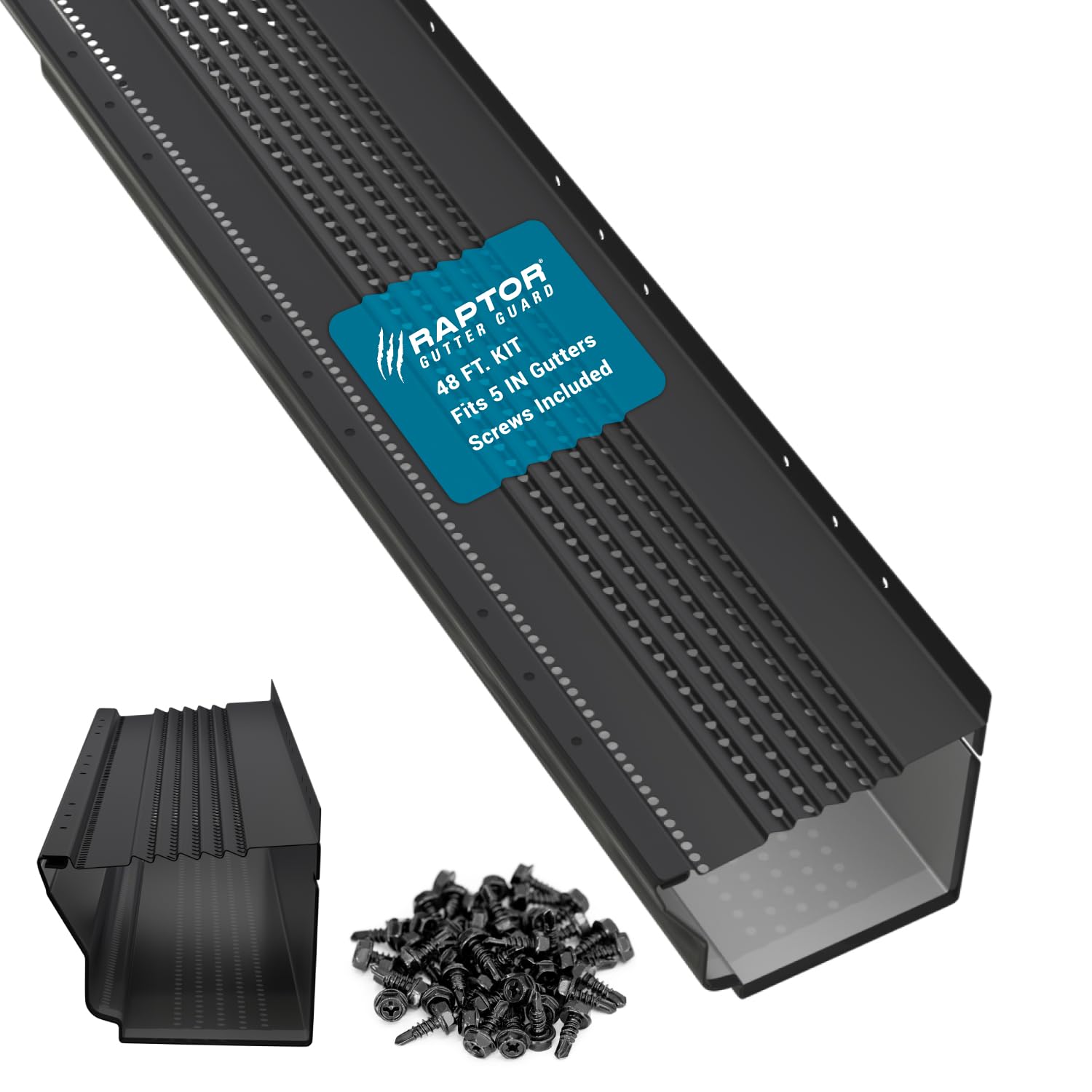 Raptor Gutter Guard – 48 FT. (Nominal) Black All-Aluminum Gutter Guard ...