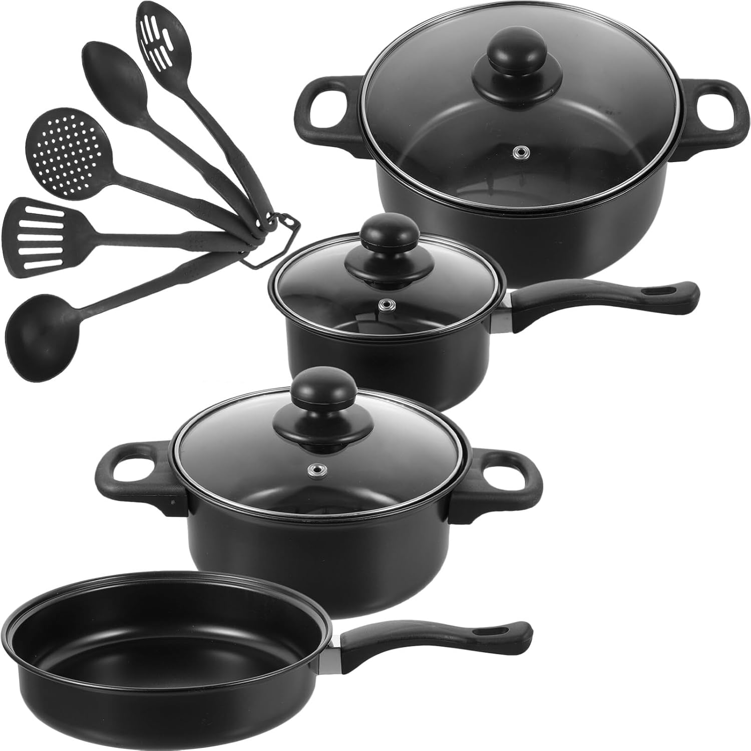 Amazon.com: Luxshiny Cast Iron Skillet Set, 7 Pcs in 1 Set Seasoned ...