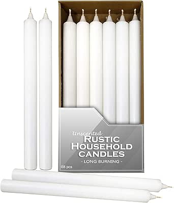 Since New 8 Pieces White Long Thin Candles for Weddings, Parties ...