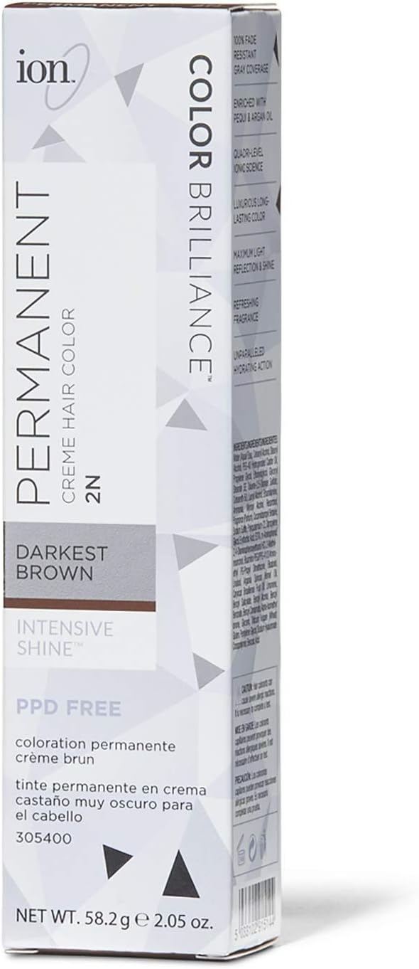 Amazon.com : Ion 2N Darkest Brown Permanent Creme Hair Color 2N Darkest ...