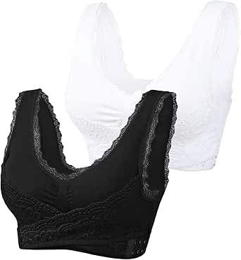 Women's Bra 2PC Women's Compression Bra Wirefree Bra for Old Women ...