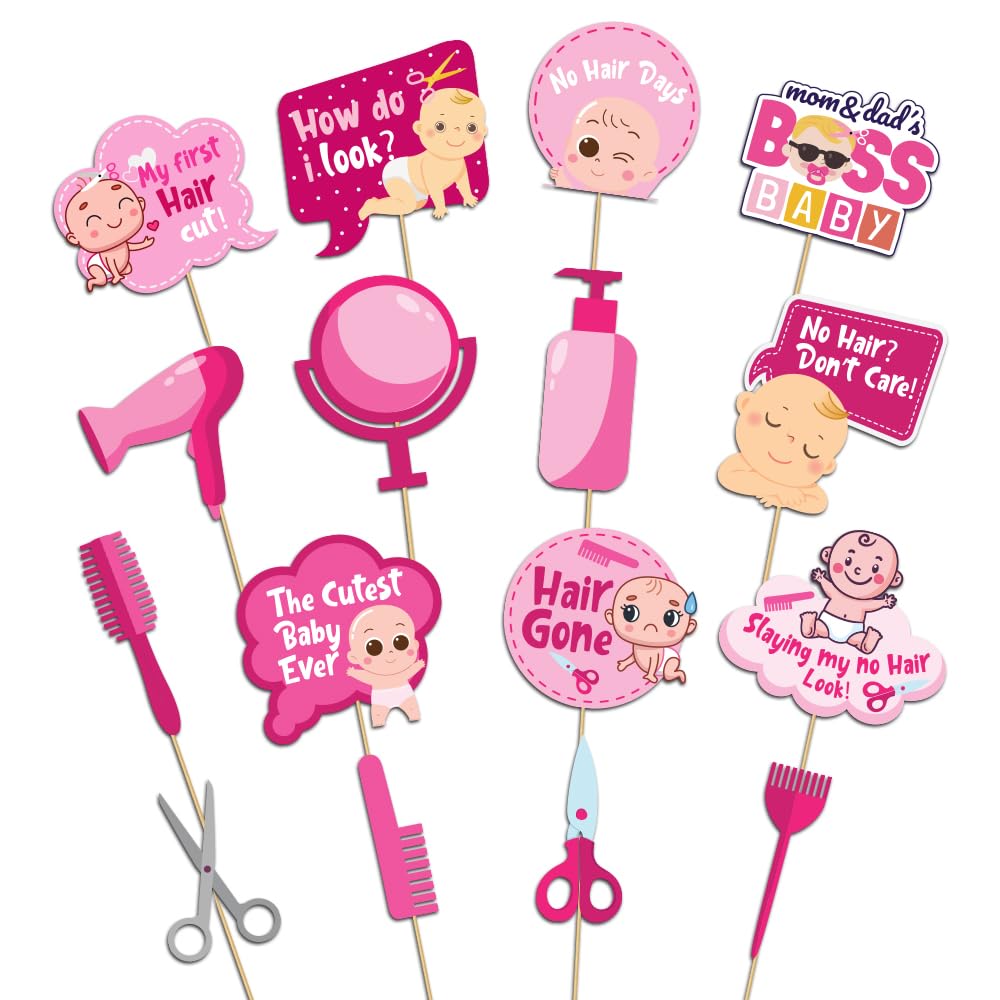 Festiko® Set of 16 Pcs My First Haircut Photobooth Pops - Pink, Baby ...