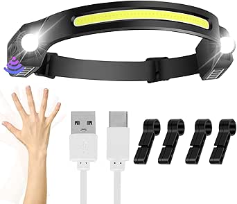 Head Torch Headlamp 2 Packs 6 Modes Motion Sensor Headlight 230 Degree ...