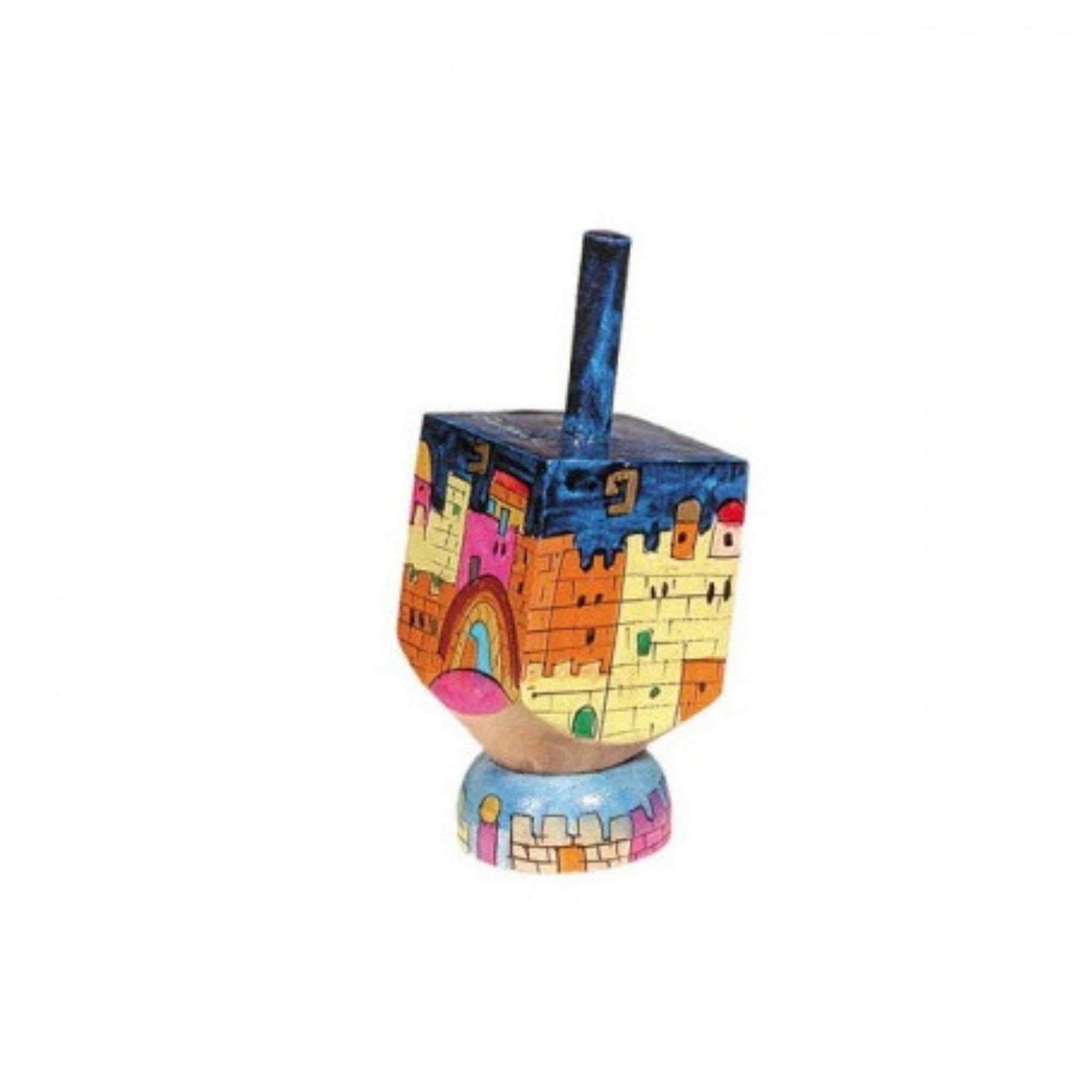 Silver Dreidel Yair Emanuel Hand-Painted Wooden Dreidel - Noah's Ark ...