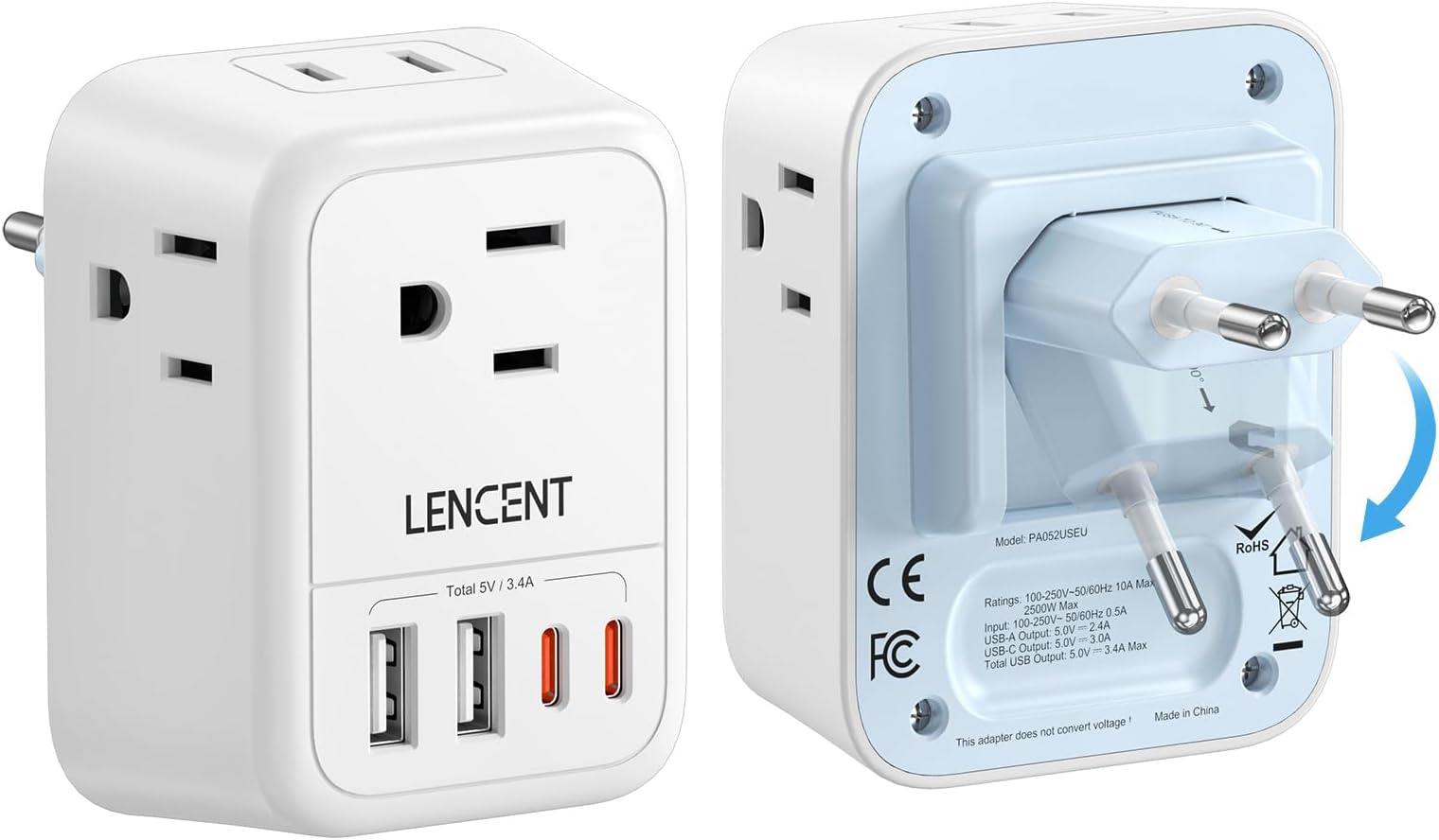 Amazon.com: Travel Essentials European Plug Adapter - International ...