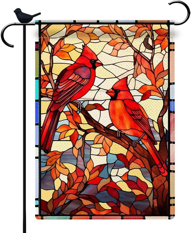 Amazon.com : Lifesmells Cardinal Fall Garden Flag Glass Style Red Maple ...