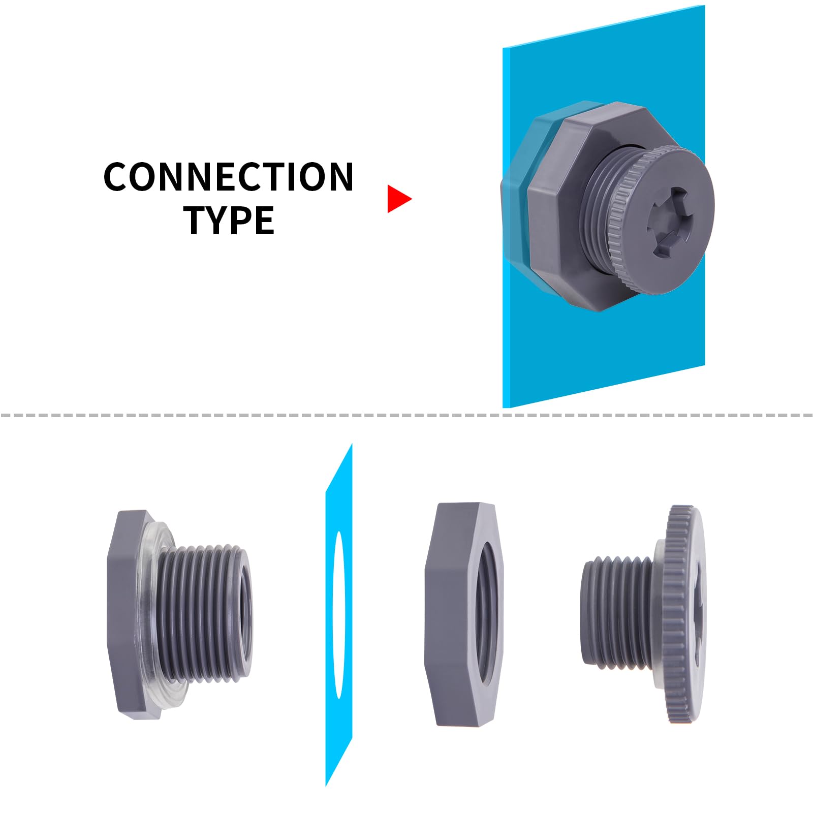 Snapklik.com : ChillWaves PVC Bulkhead Fitting 1/2" Double Thread ...