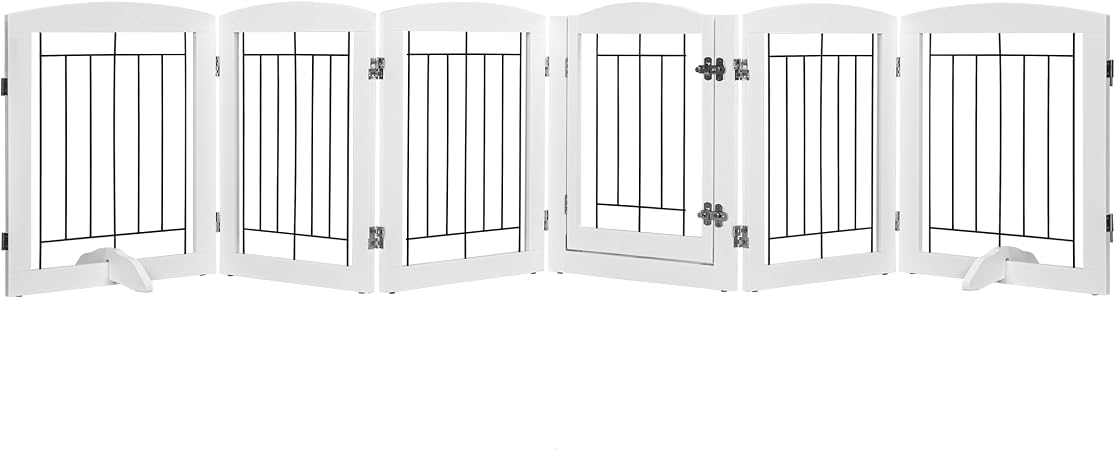 Amazon.com: Spirich Extra Wide Dog Gates with Walk Through Door, Wooden ...