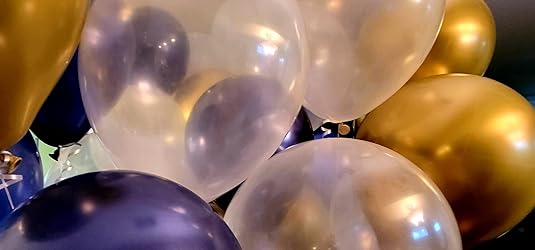 Amazon.com: Navy Blue and Gold Confetti Balloons, 50 pcs 12 inch Pearl White and Gold Metallic ...