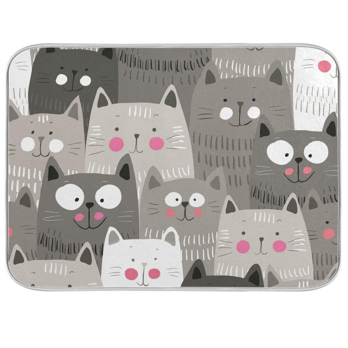 Snapklik.com : Double-sided Dish Drying Mat Cats Group Kitchen Counter ...