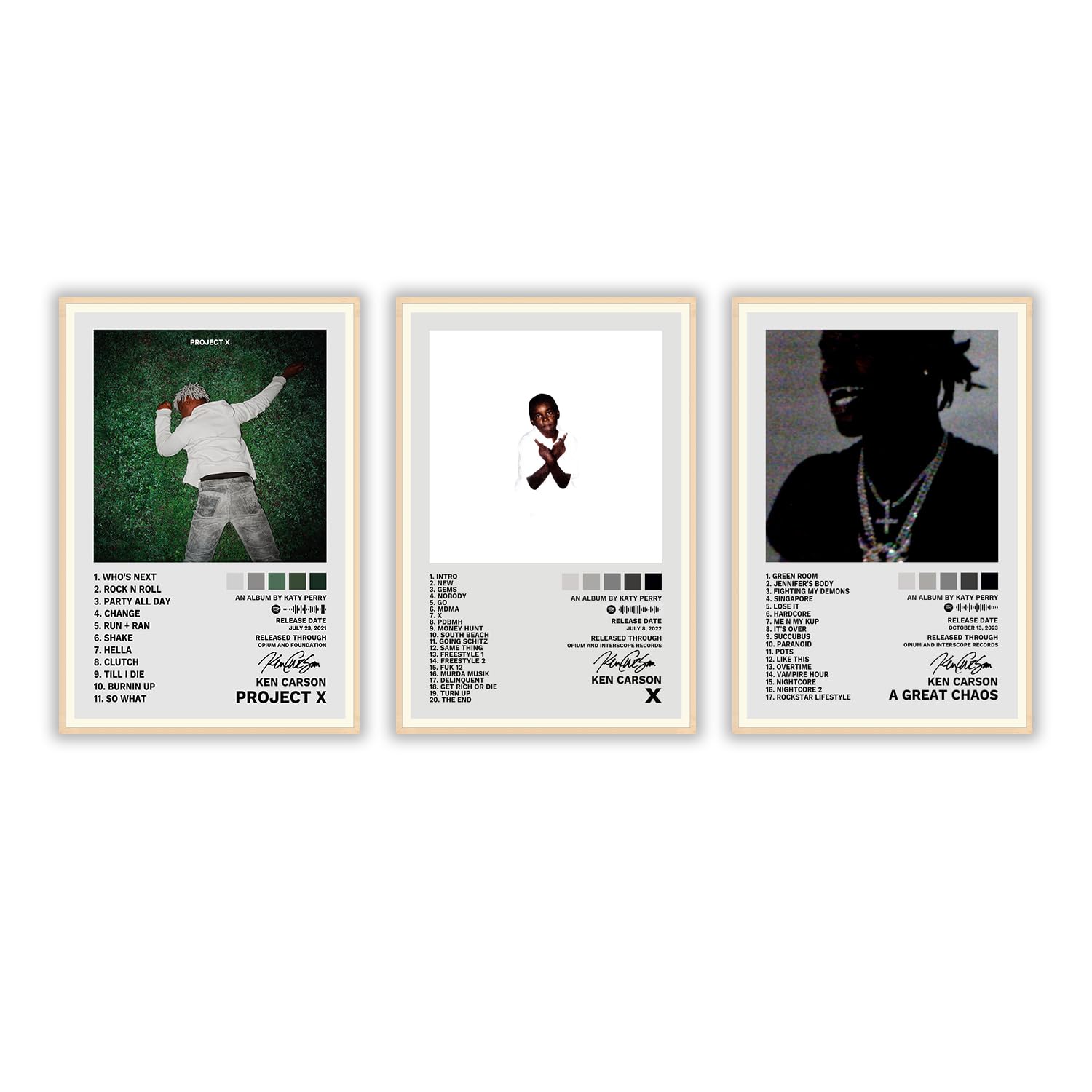 Amazon.com: JINOS Ken Carson Poster A Set of 3 Canvas Album Posters ...