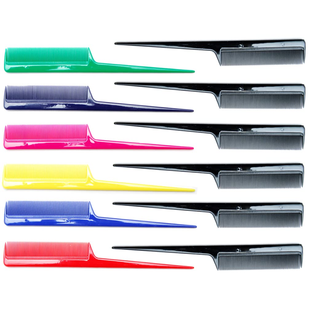 Amazon.com : LUXXII 8" Sturdy Rat Tail Combs Fine-Tooth Hair Comb with ...