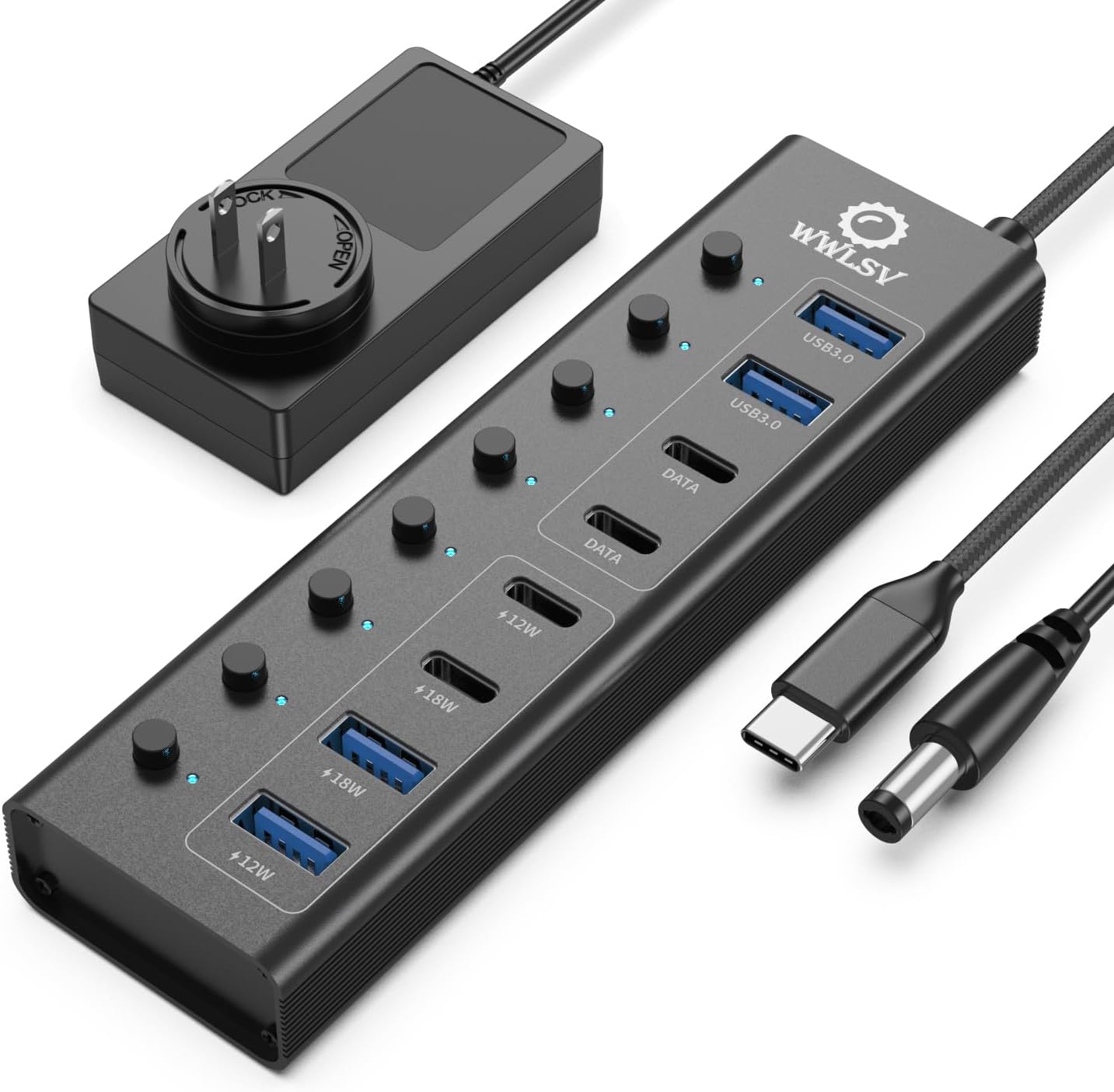 Amazon.com: USB 3.0 Hub, 8 in 1 Powered USB Hub Adapter with 2 USB-A 3. ...