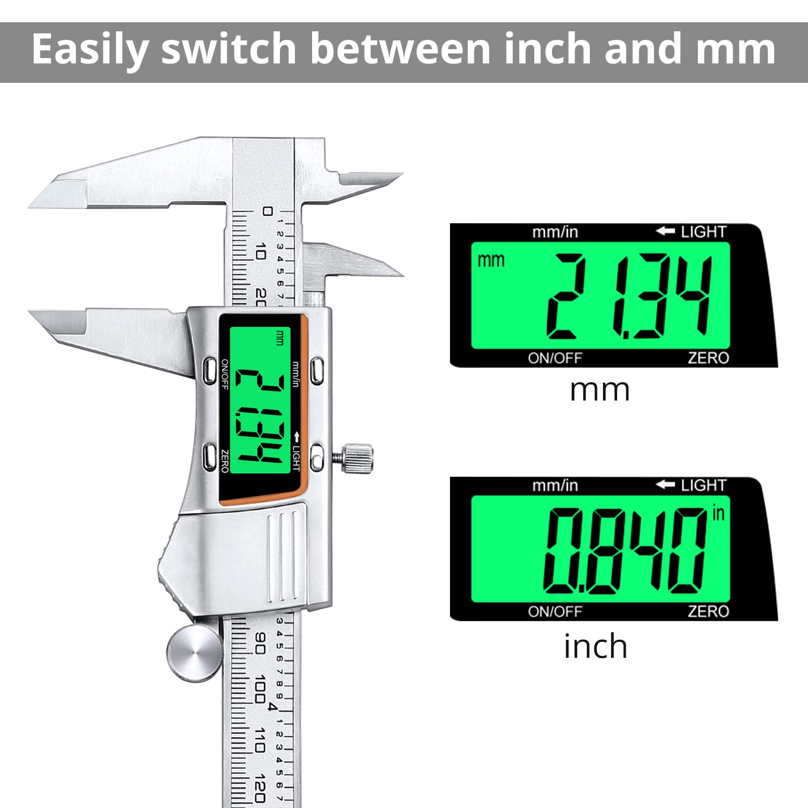 Snapklik.com : Backlight Digital Vernier Caliper 150mm/6inch Stainless ...