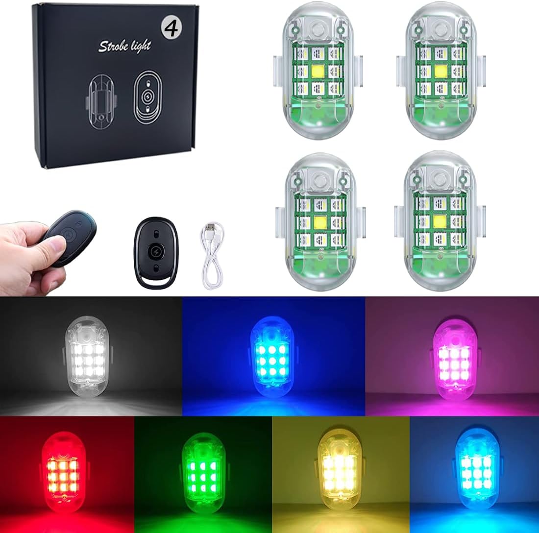 High Brightness LED Strobe Light,7 Colors USB Rechargeable Flashing ...