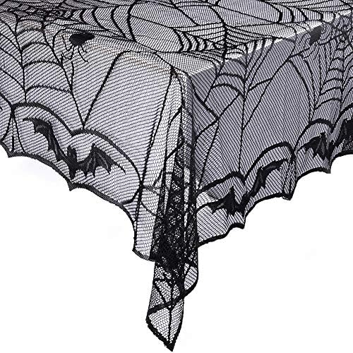 Amazon.com: ibohr Halloween Tablecloth with Spiderweb & Bat Design Lace ...