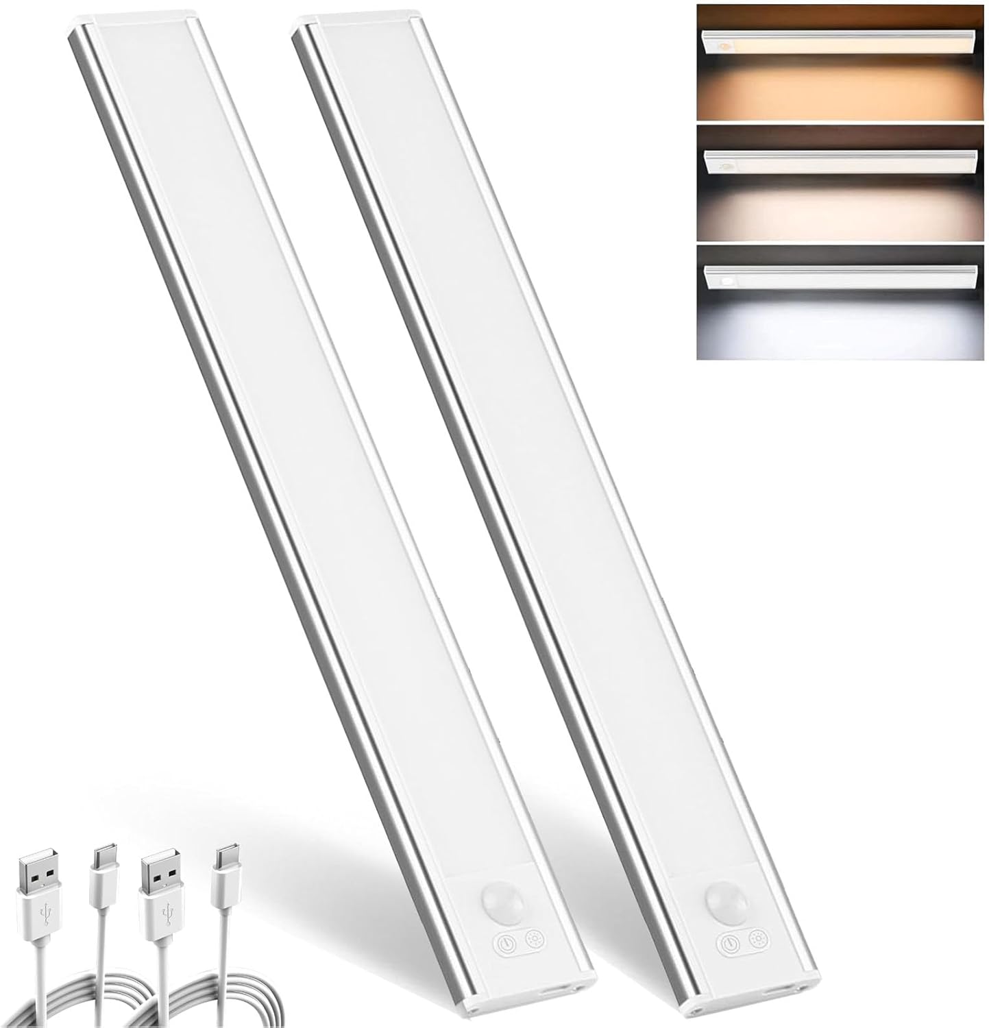 2 Packs Under Cabinet Lighting Motion Sensor,Wireless LED Closet Lights ...