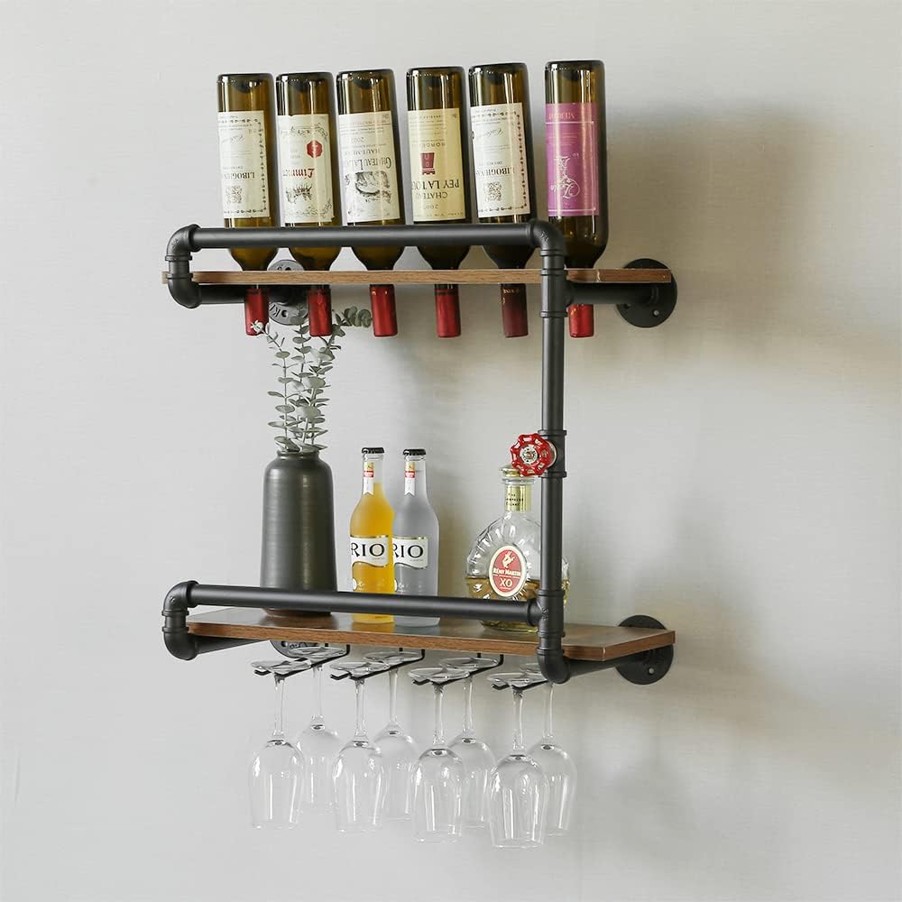 Amazon.com: Whiskey Barrel Rack,Vintage Wall Mounted Wine Rack for ...
