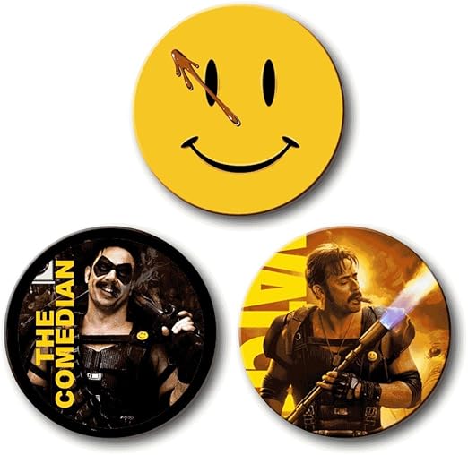 Amazon.com: Set of 3 Watchmen Button Smiley Face Comedian's Badge 1.25 ...